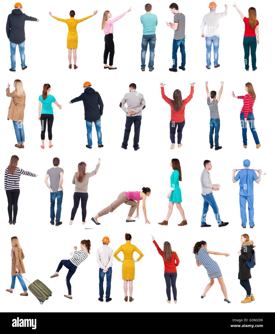 Collection " Back view people ". Rear view people set. backside view of ...