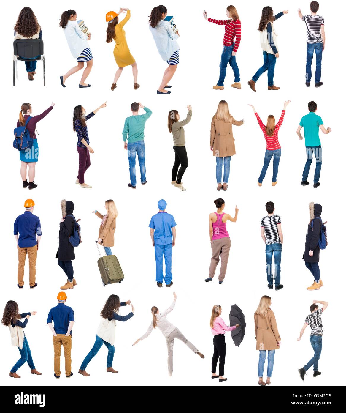 Collection " Back view people ". Rear view people set. backside view of ...