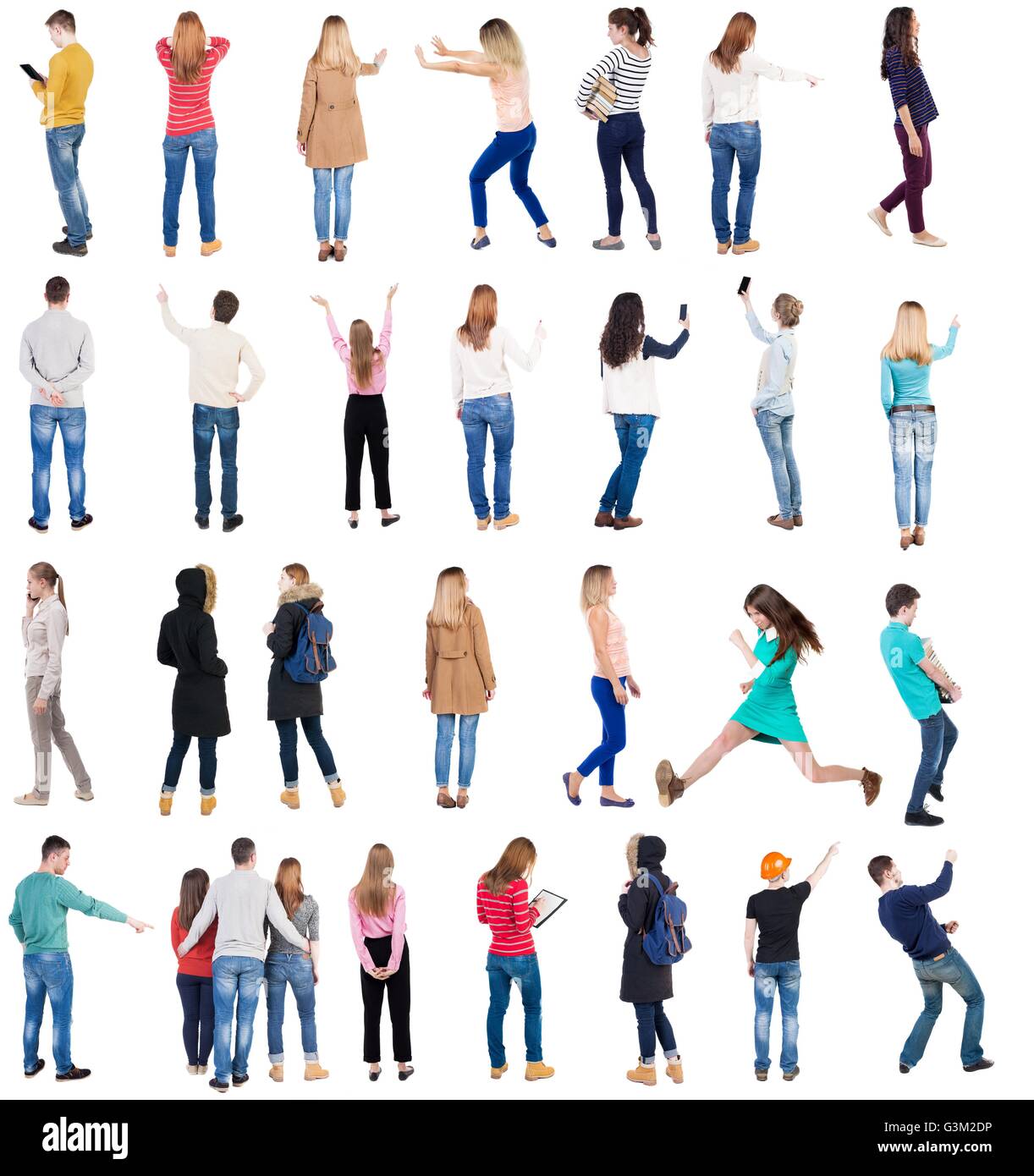 Collection " Back view people ". Rear view people set. backside view of ...