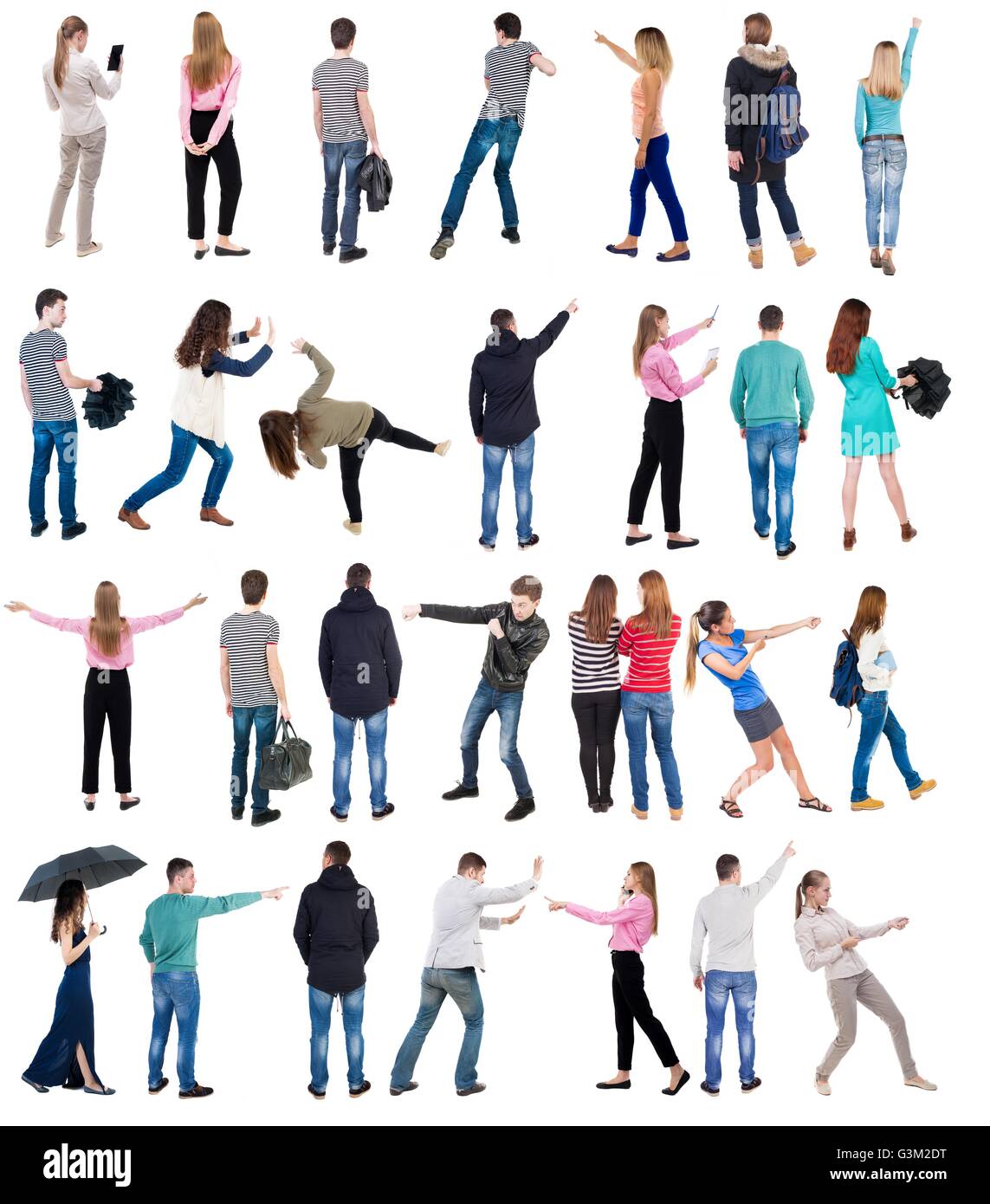 Collection " Back view people ". Rear view people set. backside view of ...