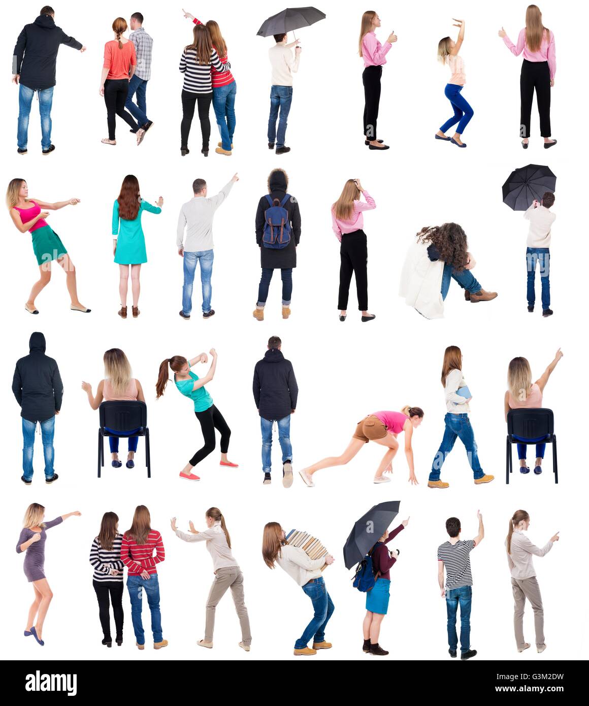 Collection " Back view people ". Rear view people set. backside view of ...