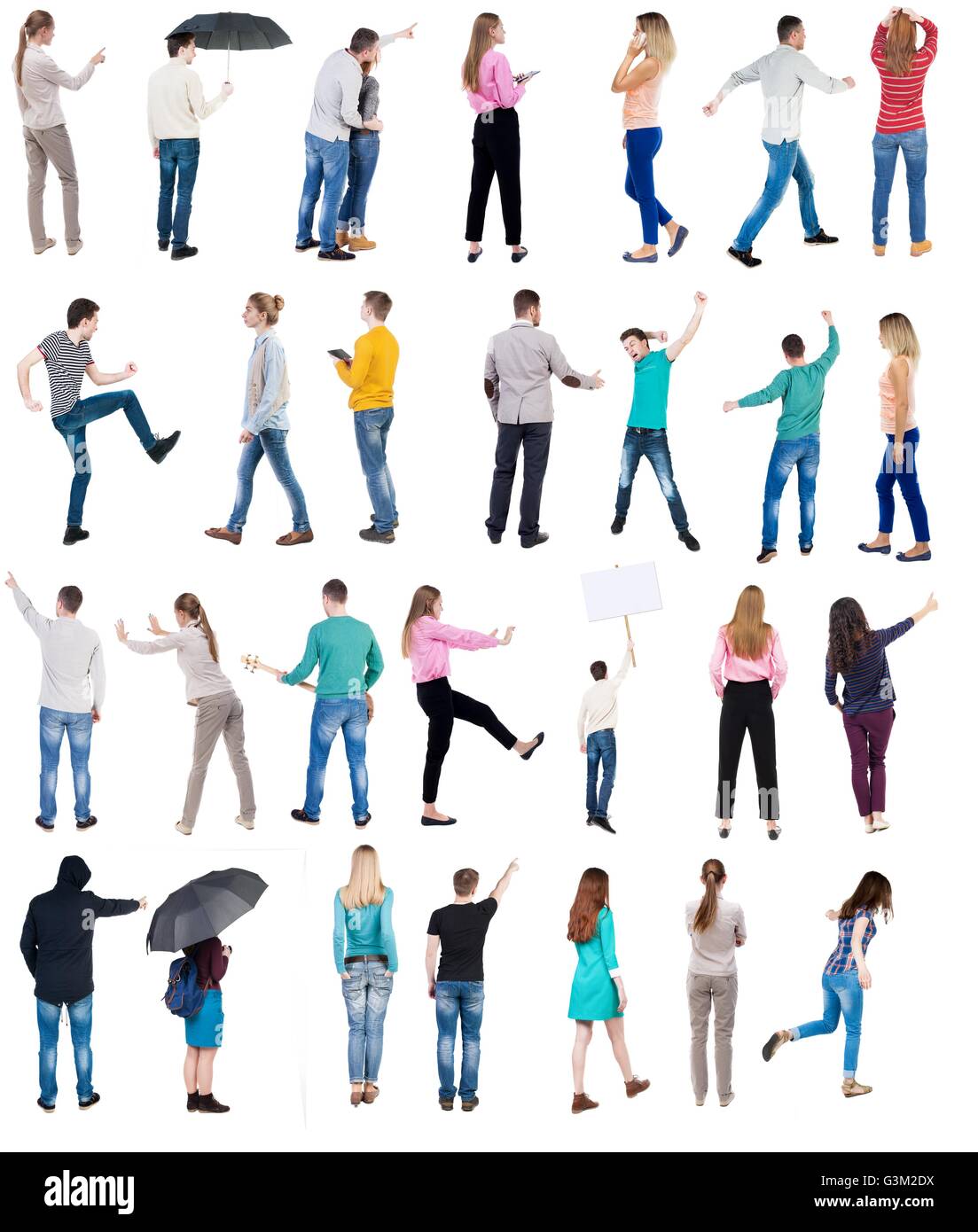 Collection " Back view people ". Rear view people set. backside view of ...