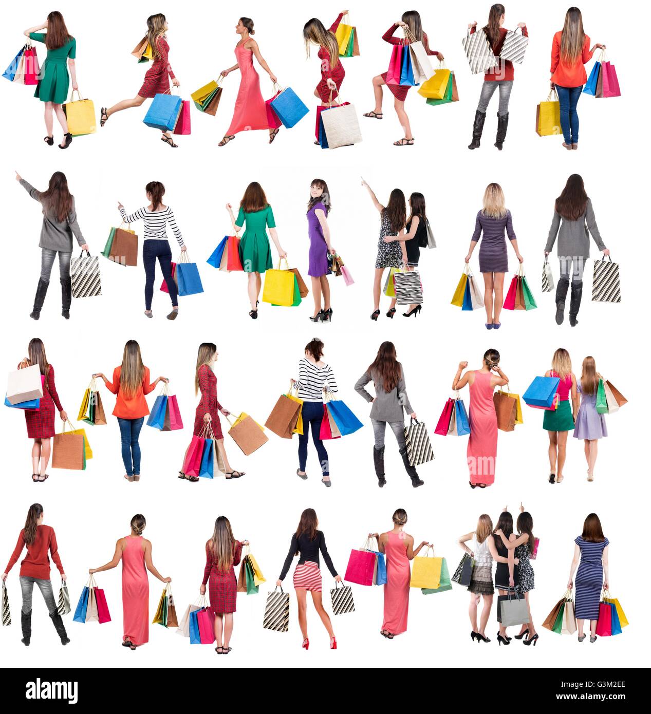 collection " back view of going people with shopping bags " . backside ...