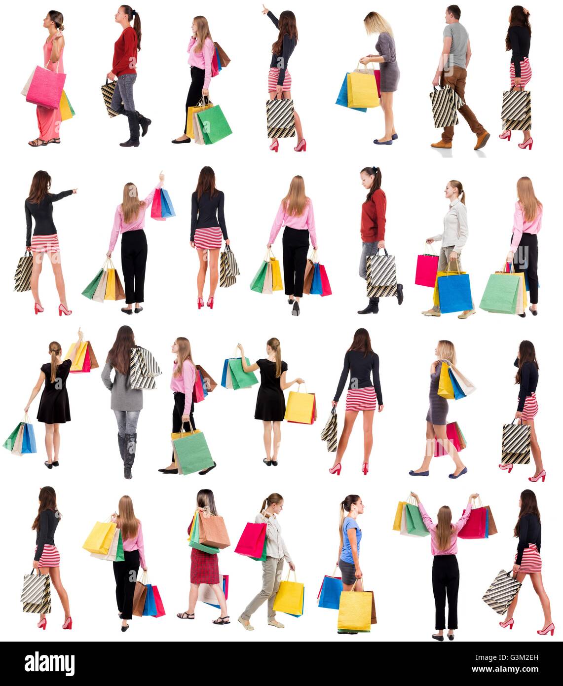 collection " back view of going people with shopping bags " . backside ...