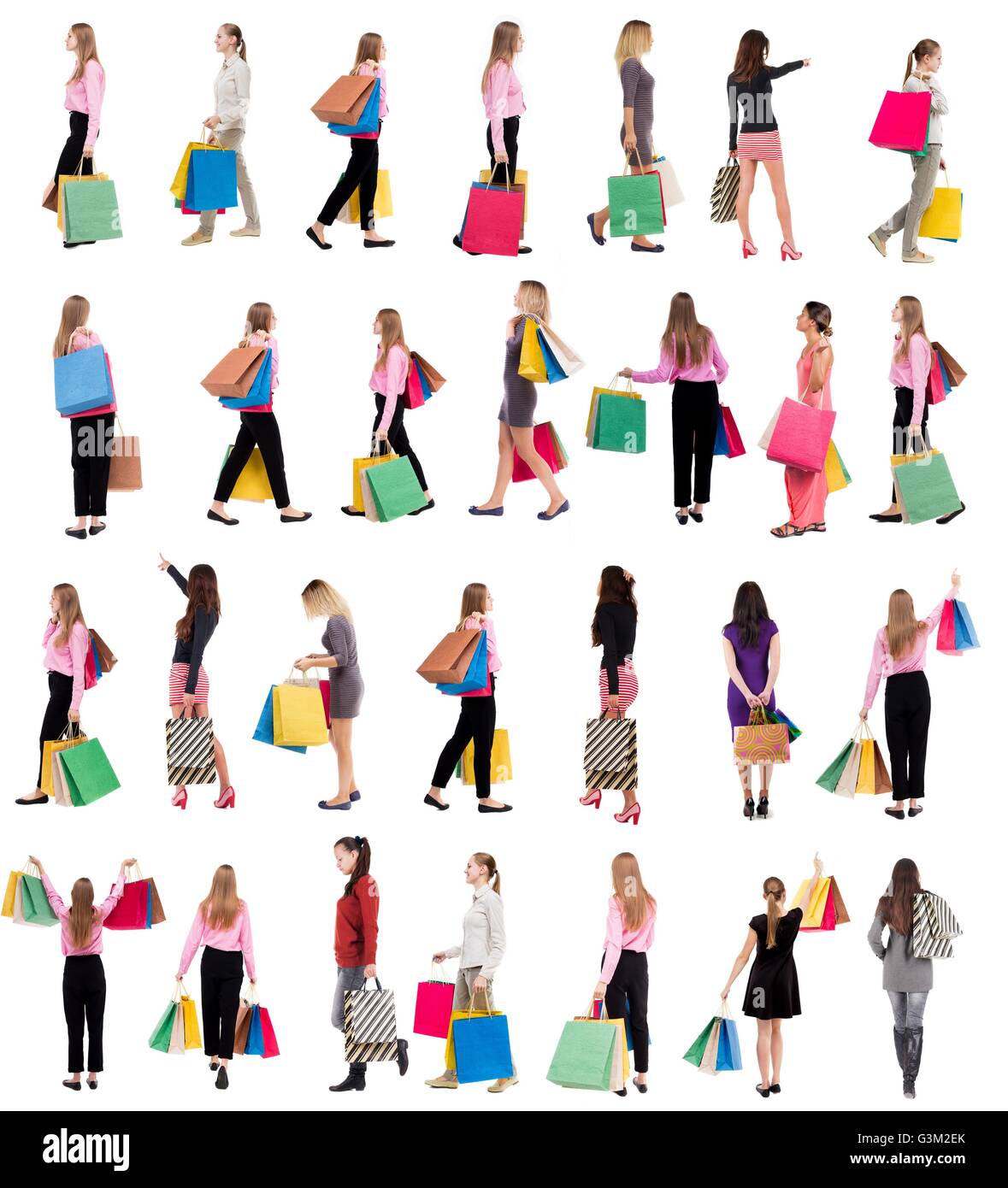 collection " back view of going people with shopping bags " . backside ...