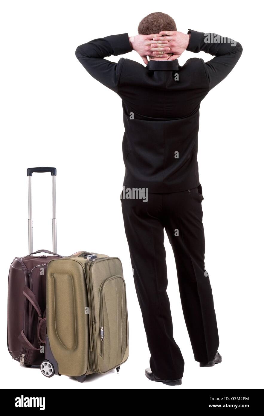 Back view young traveling man Cut Out Stock Images & Pictures - Alamy
