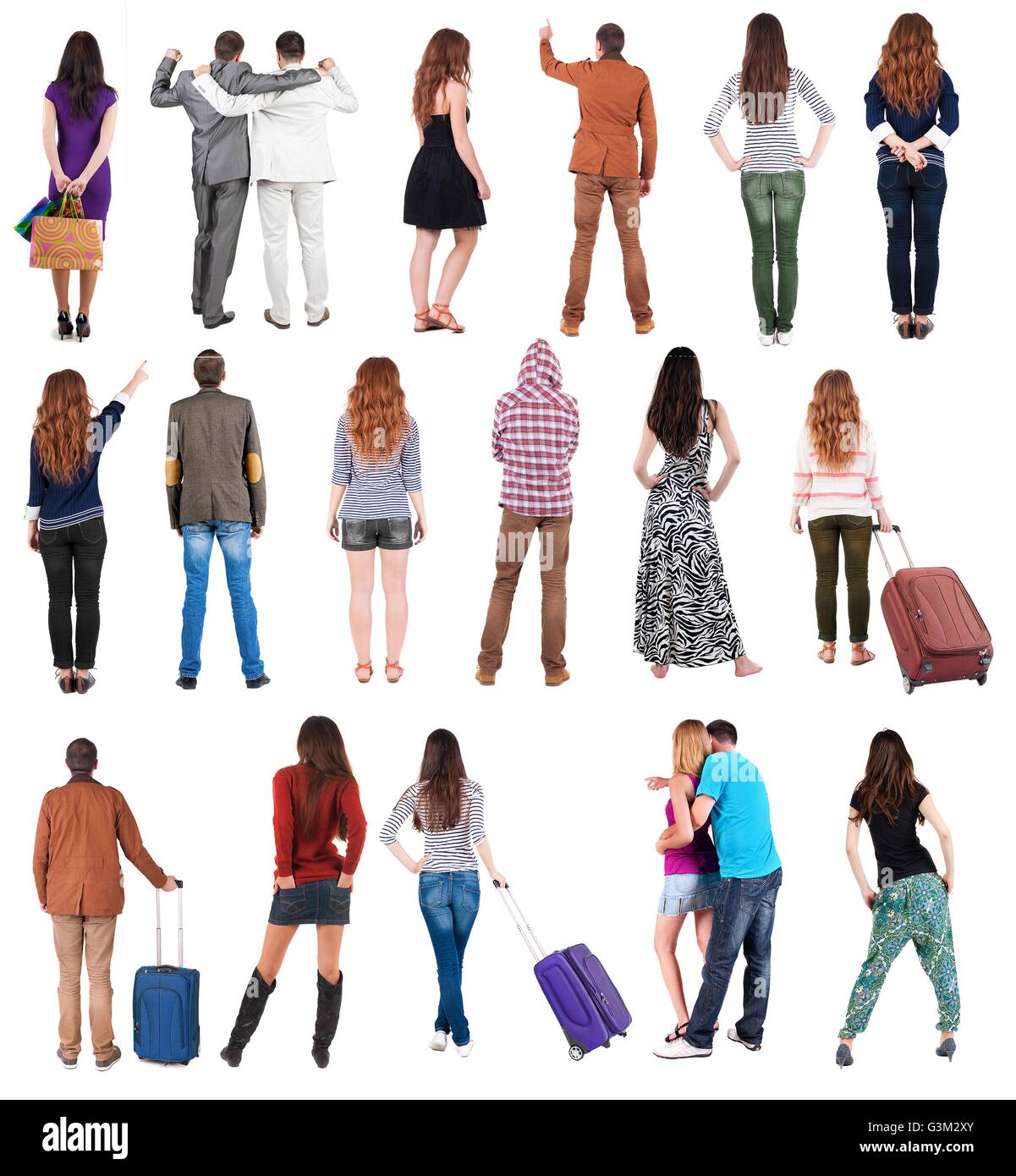 Collection " Back view people ". Rear view people set. backside view of ...