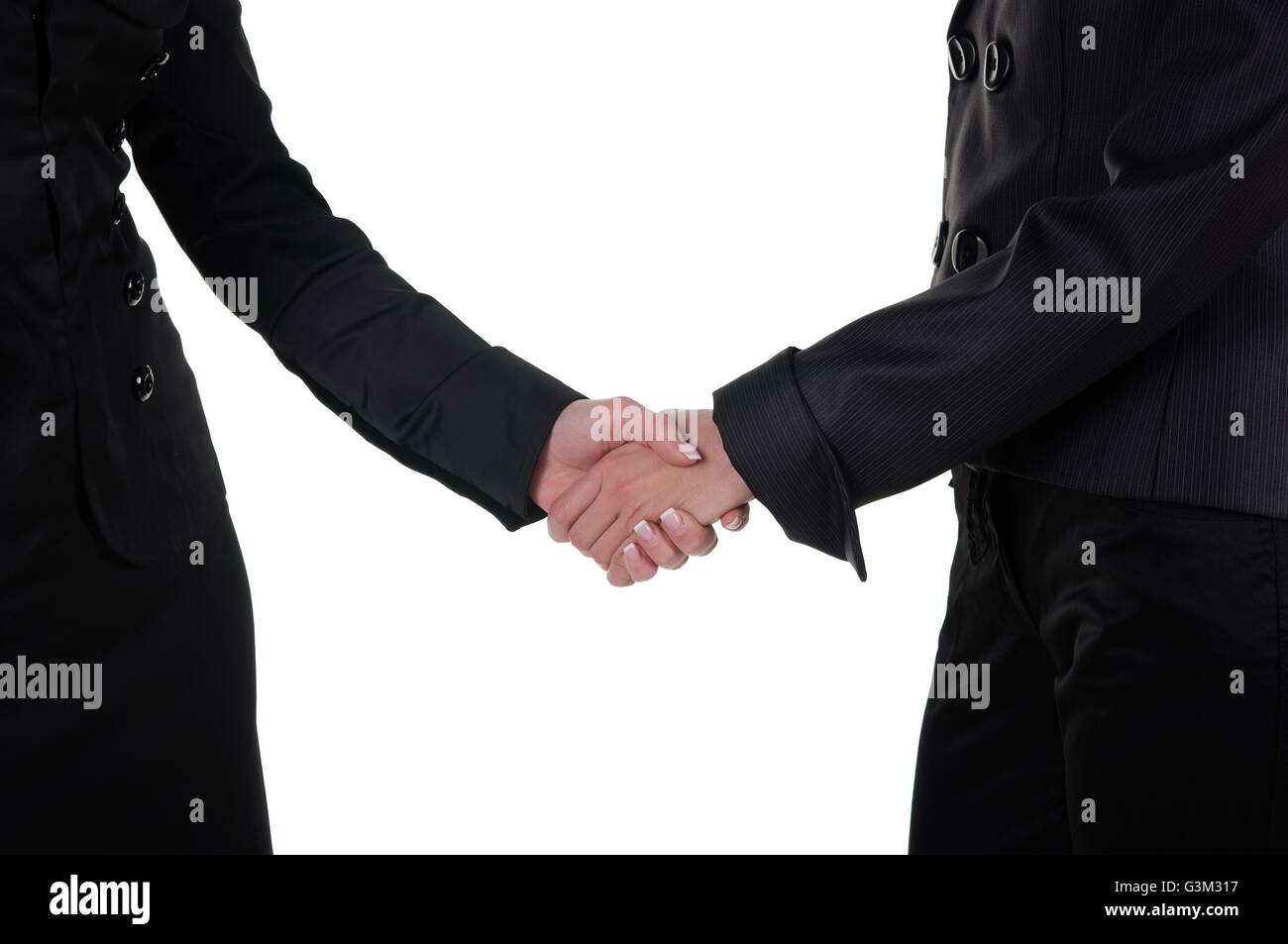 Hand shake of two women . Isolated over white Stock Photo - Alamy