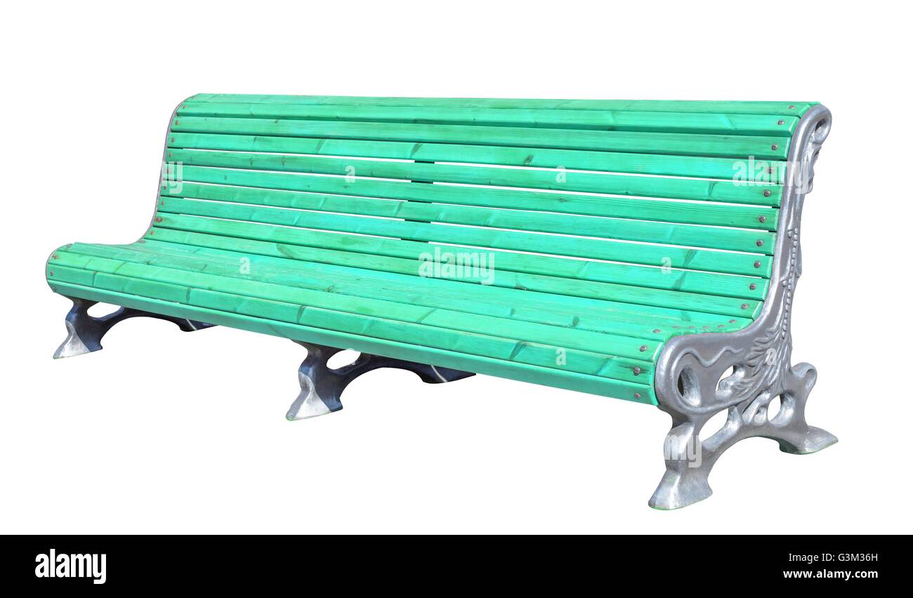 yellow park bench . Isolated over white background Stock Photo - Alamy