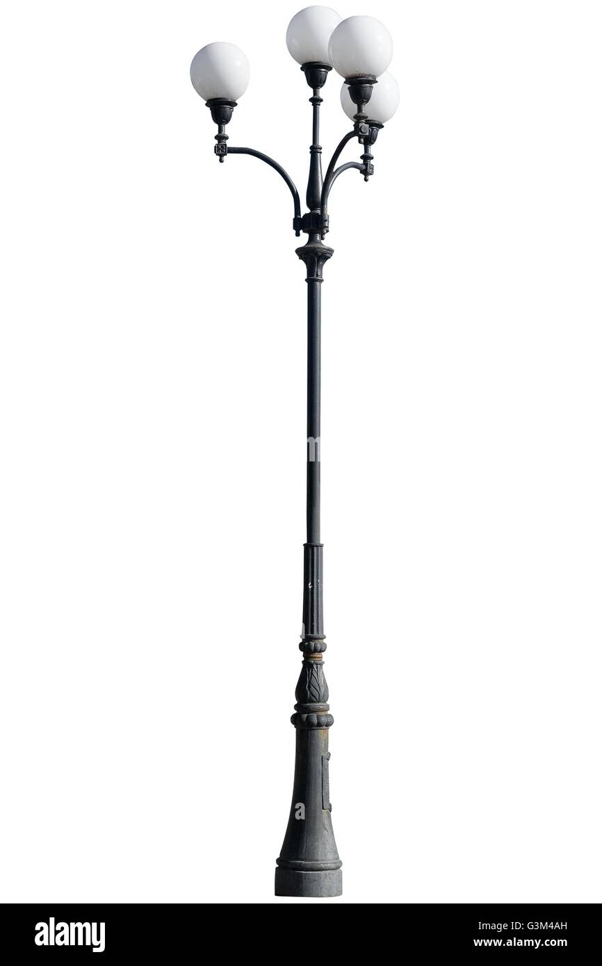 Street light lamp post isolated on white background Stock Photo - Alamy