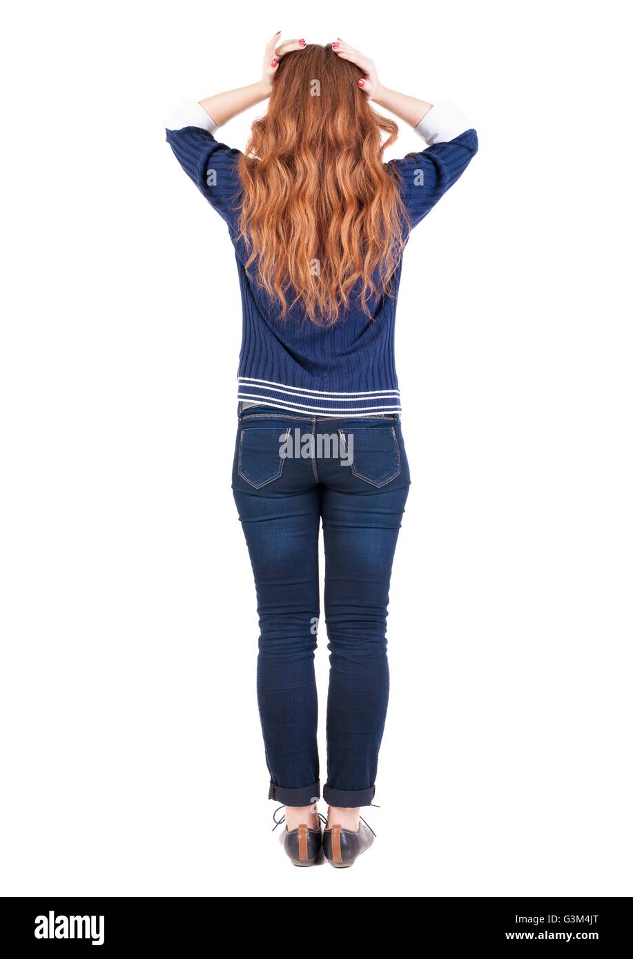 Back view shocked woman upset hi-res stock photography and images - Alamy