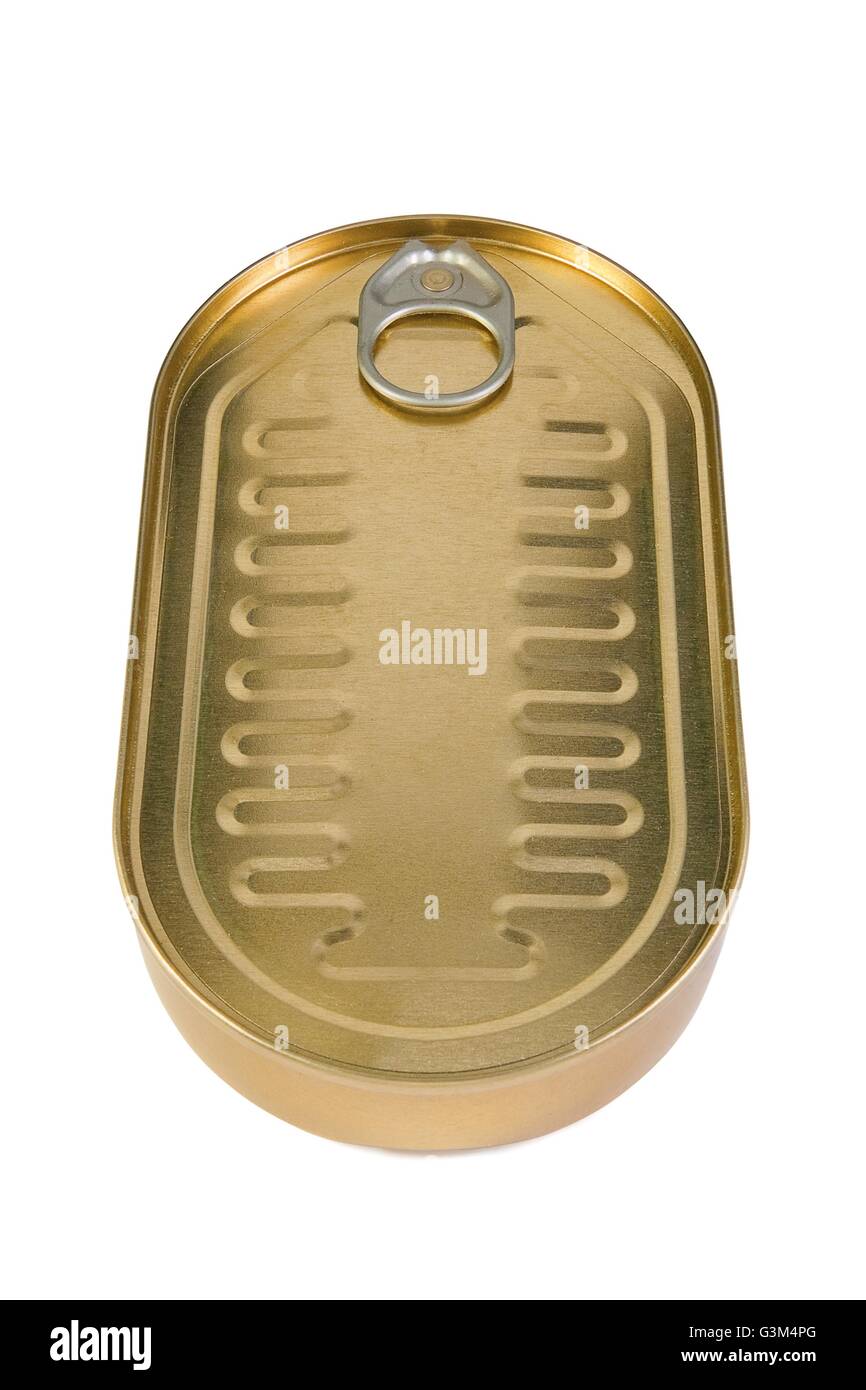 closed gold metal tin isolated on white background Stock Photo - Alamy
