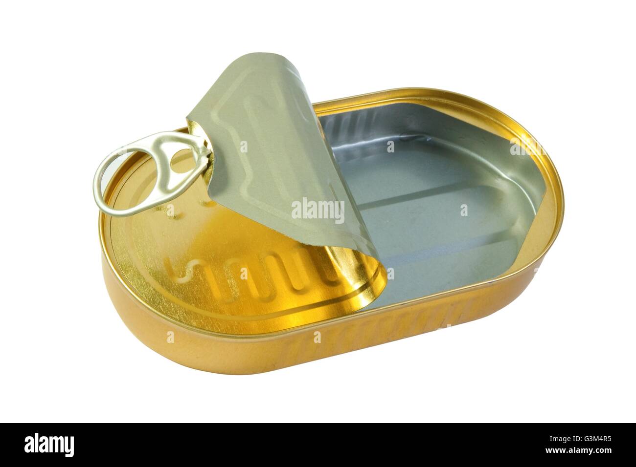 Empty yellow can isolated on white background Stock Photo - Alamy