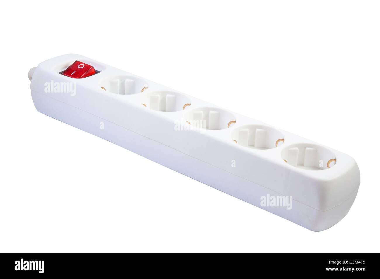 white multiple socket . Isolated over white background Stock Photo - Alamy