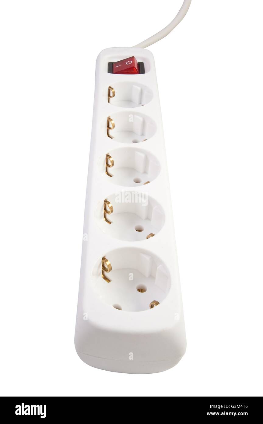 white multiple socket . Isolated over white background Stock Photo - Alamy