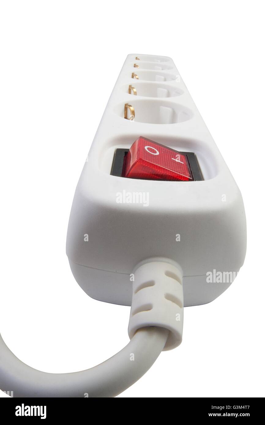white multiple socket . Isolated over white background Stock Photo - Alamy