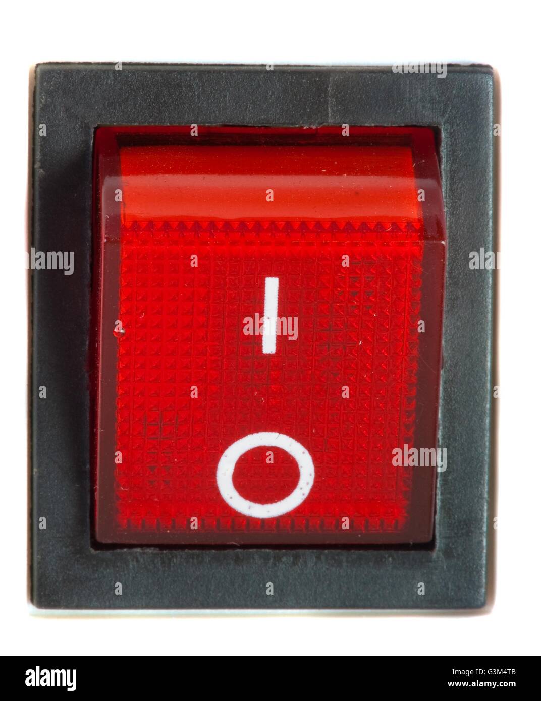 Close up of isolated red power on / off switch Stock Photo - Alamy
