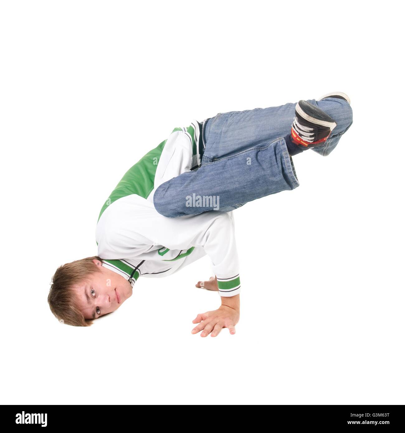 young breakdancer posing. Isolated over white background Stock Photo ...
