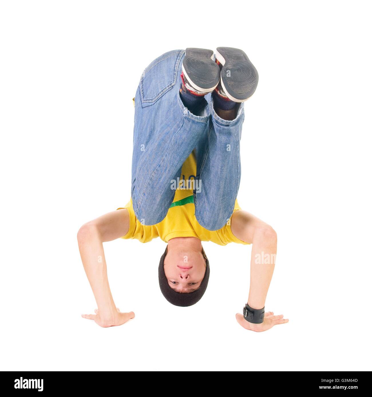 young breakdancer posing. Isolated over white background Stock Photo ...