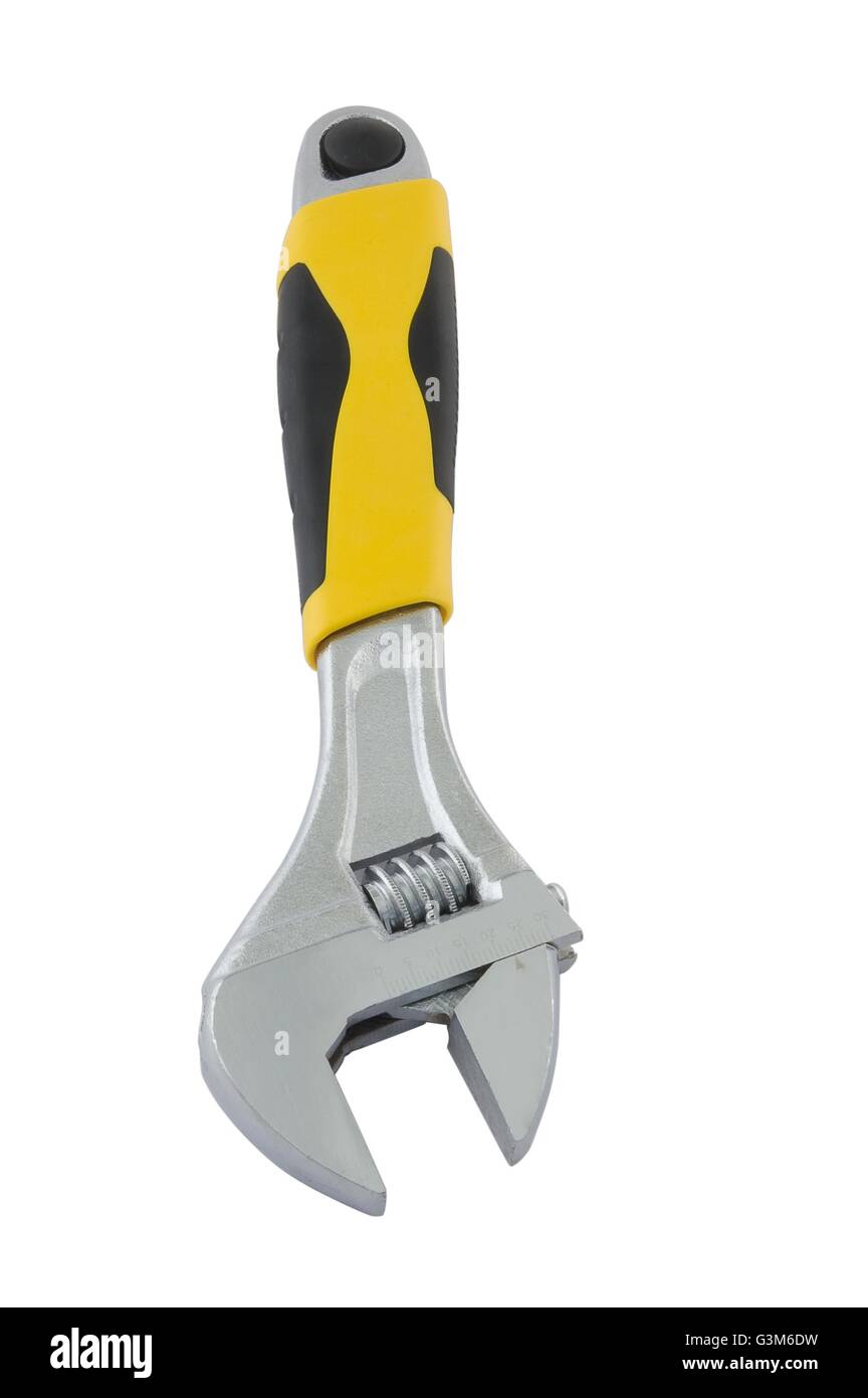 Adjustable spanner isolated on the white background Stock Photo - Alamy