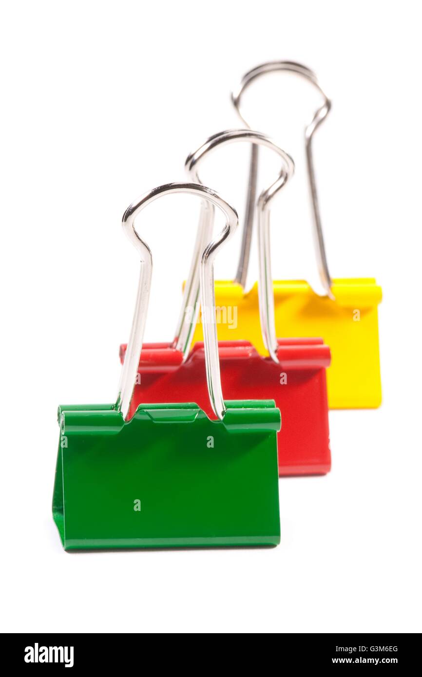 group of multicolor paper clips isolated on white background Stock ...