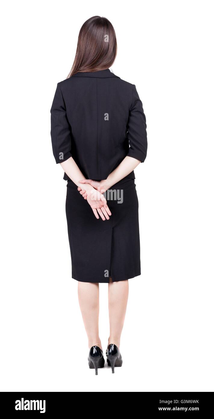 back view of thoughtful business woman contemplating. Young girl in ...