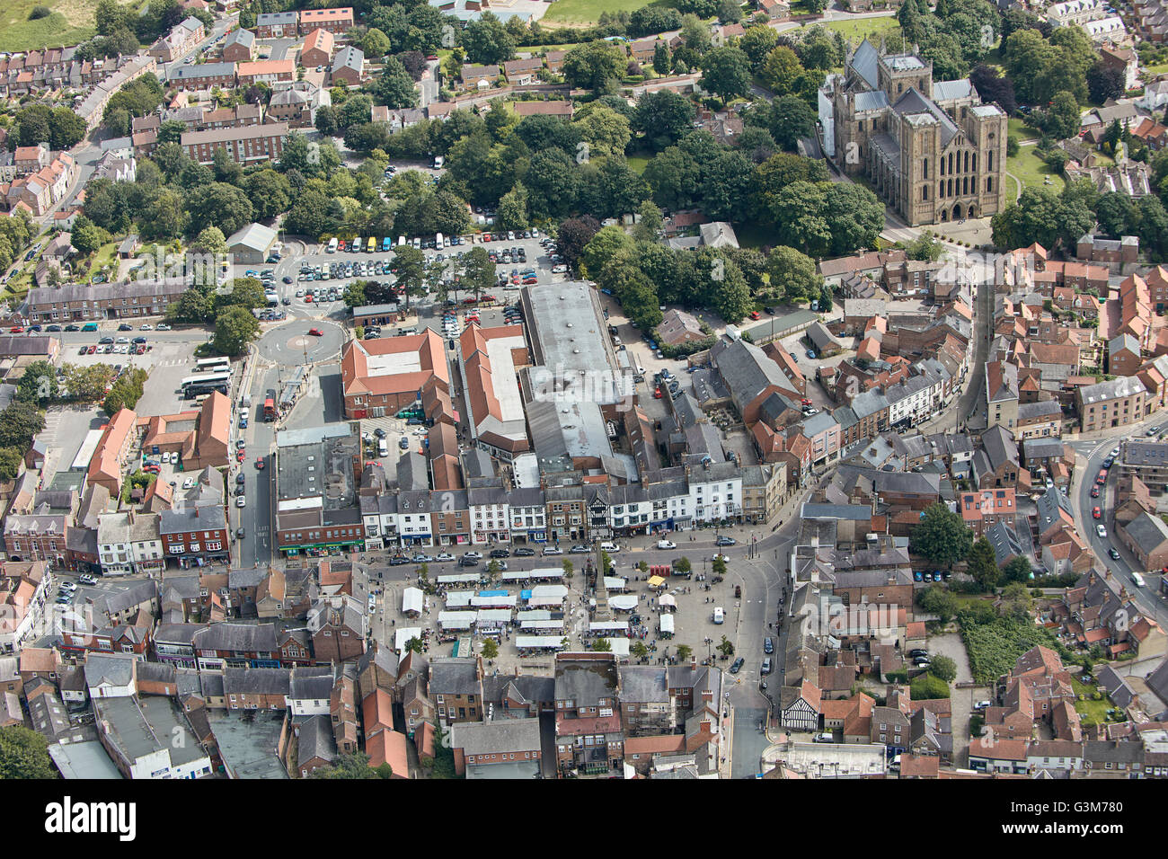 An aerial view of the City Centre of Ripon, North Yorkshire Stock Photo ...