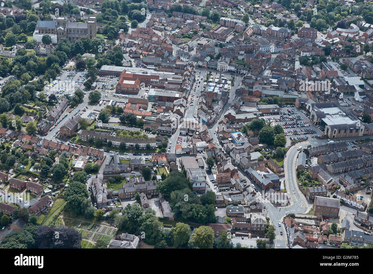 An aerial view of the City Centre of Ripon, North Yorkshire Stock Photo ...