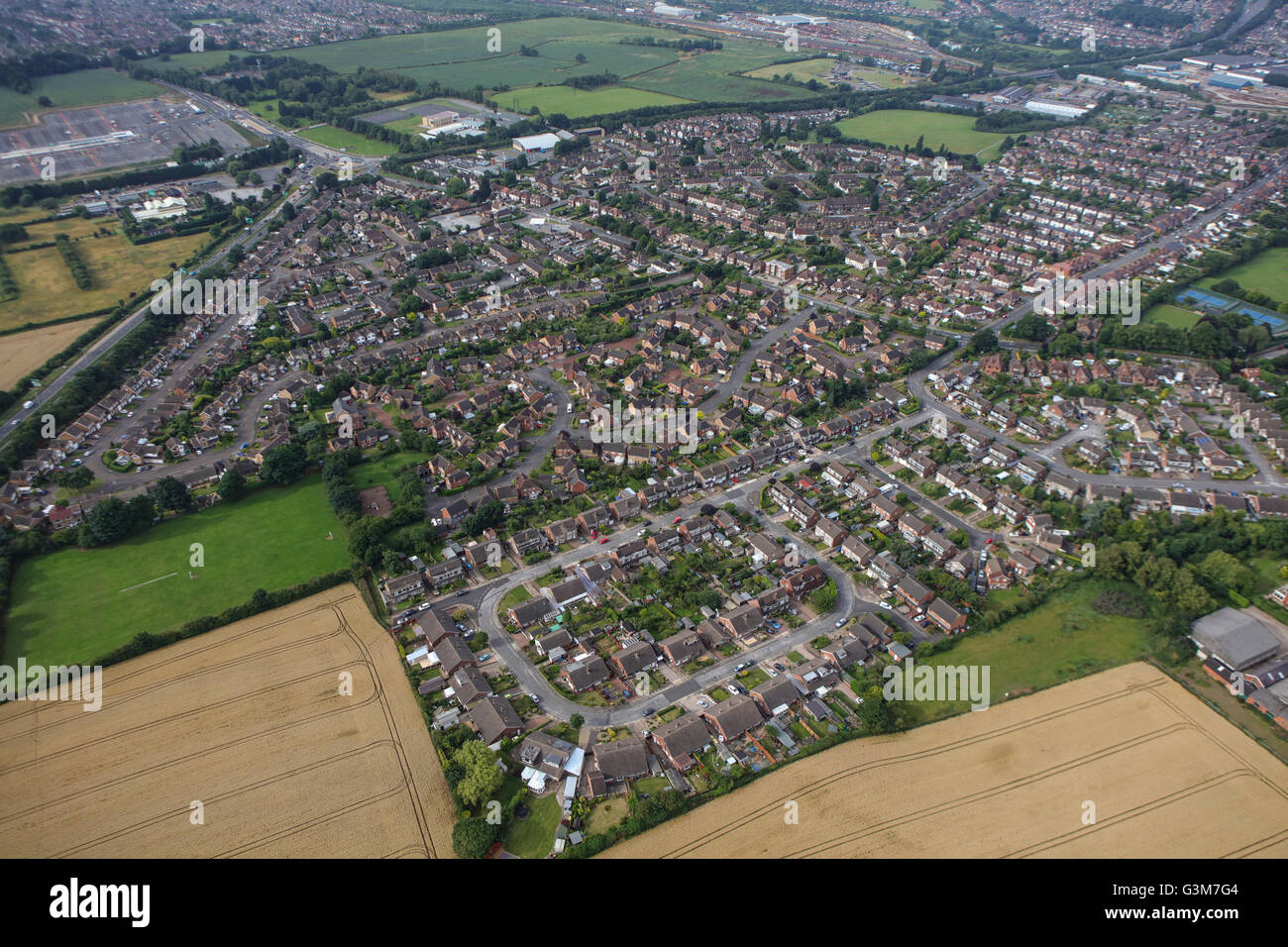 An aerial view of the Nottinghamshire town of Stapleford Stock Photo ...