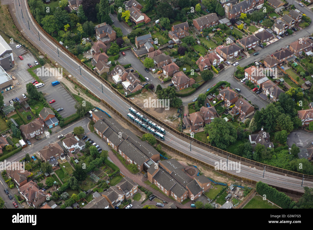 An aerial view of a modern suburban tramway Stock Photo - Alamy