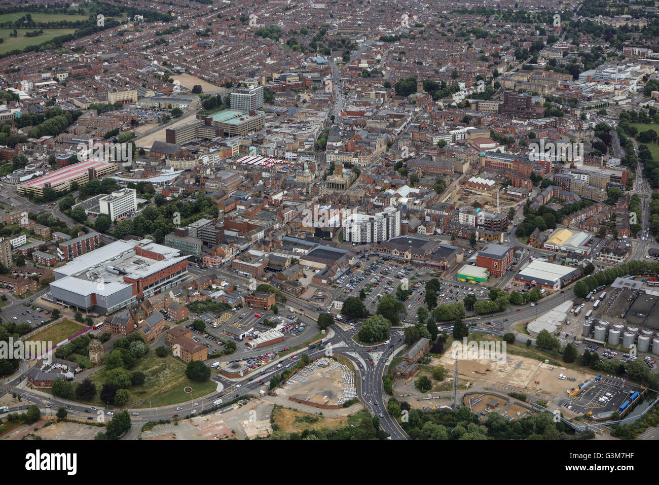 An aerial view of Northampton showing the Town Centre Stock Photo - Alamy