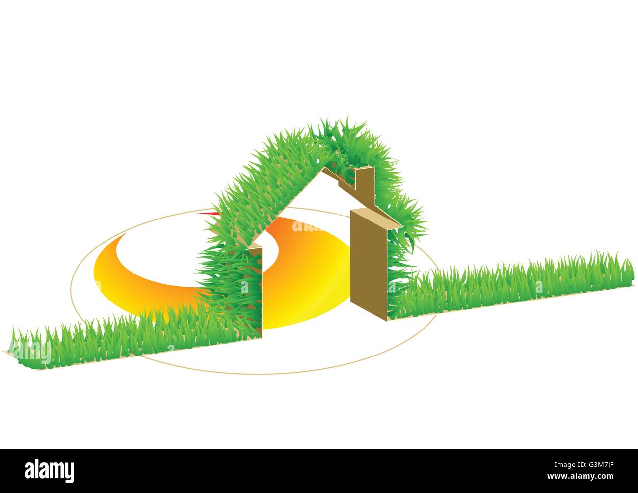home and green grass isolated on white background Stock Vector Image ...