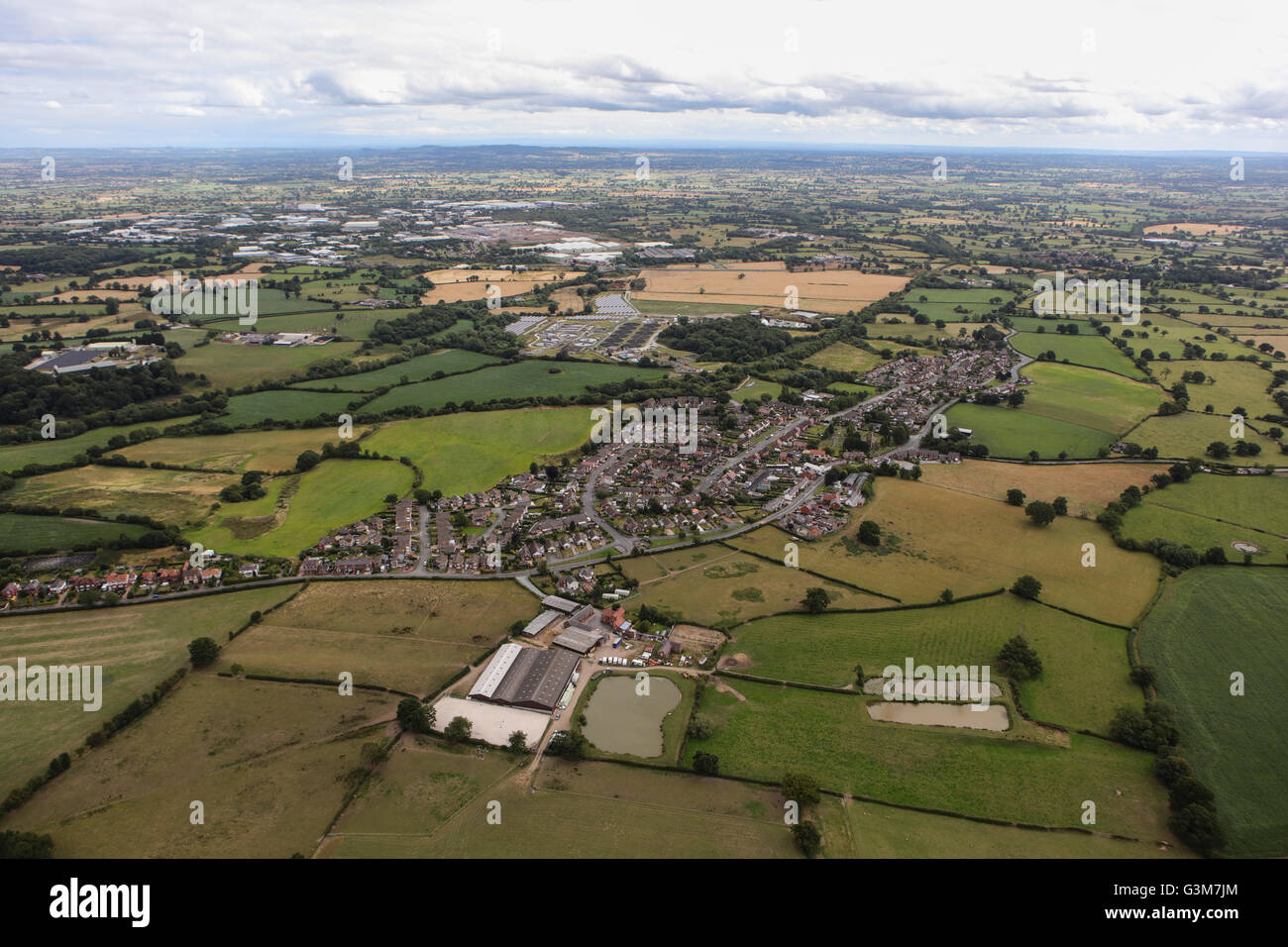 An aerial view of Marchwiel, Wrexham, North Wales Stock Photo - Alamy