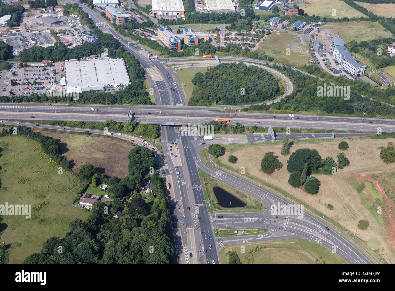 An aerial view of Junction 29 of the M5 at Exeter Stock Photo - Alamy