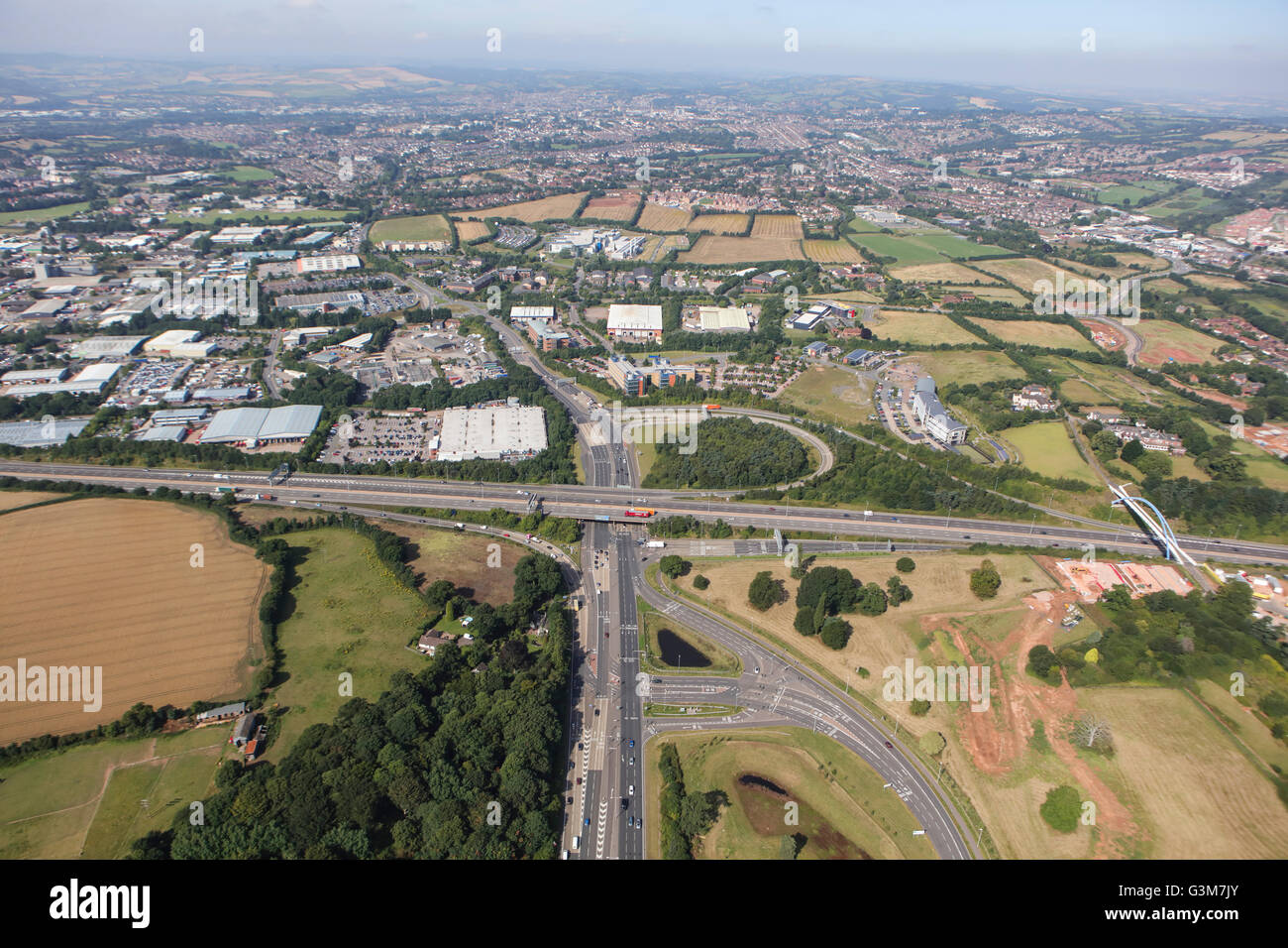 An aerial view of Junction 29 of the M5 at Exeter Stock Photo - Alamy