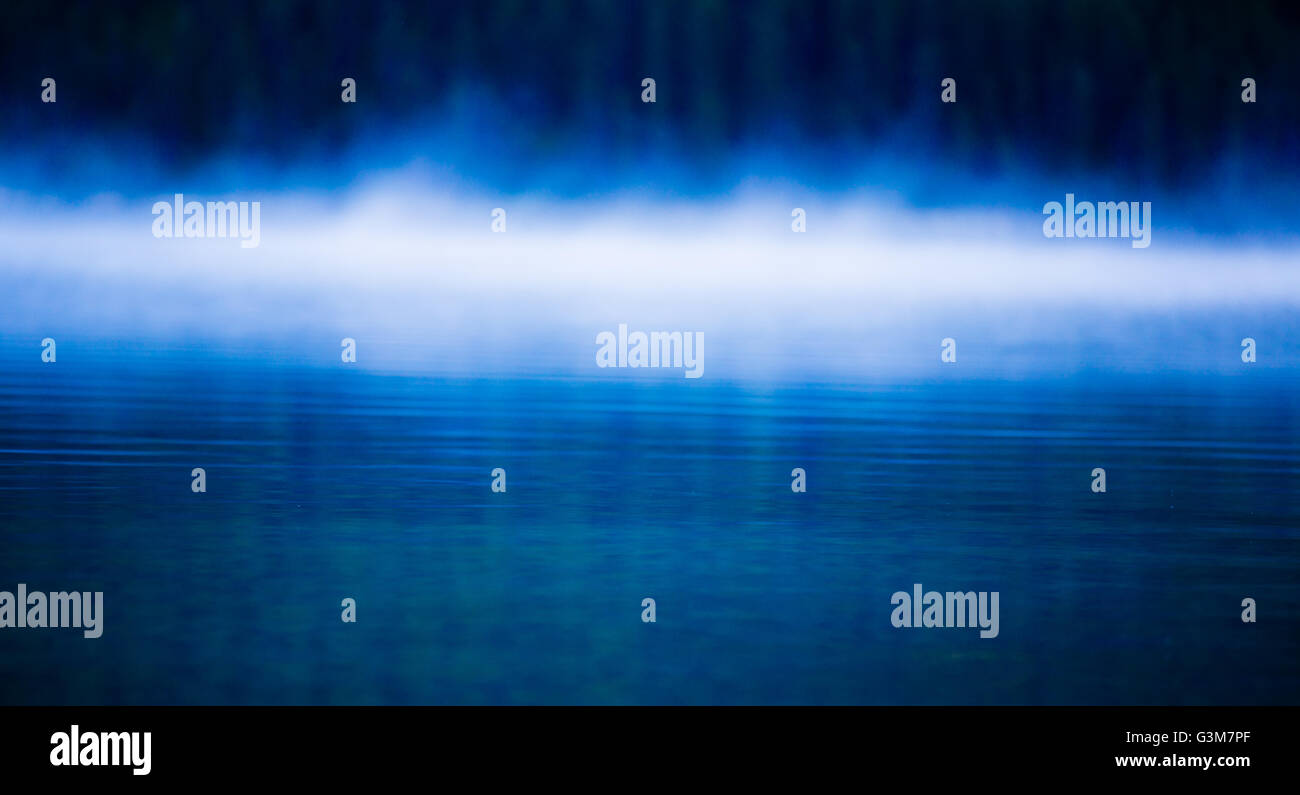 mystic fog running on lake Stock Photo - Alamy