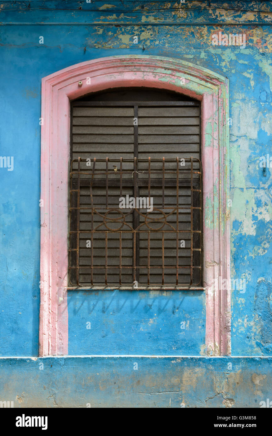 Traditional colonial architecture on a building facade in Havana, Cuba ...