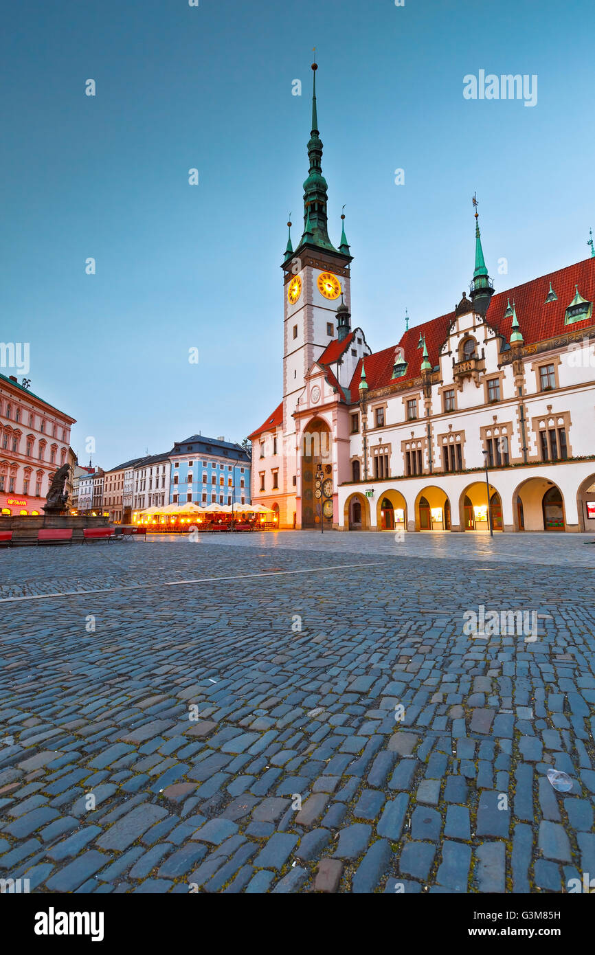 Town hall in the main square of the old town of Olomouc, Czech Republic ...