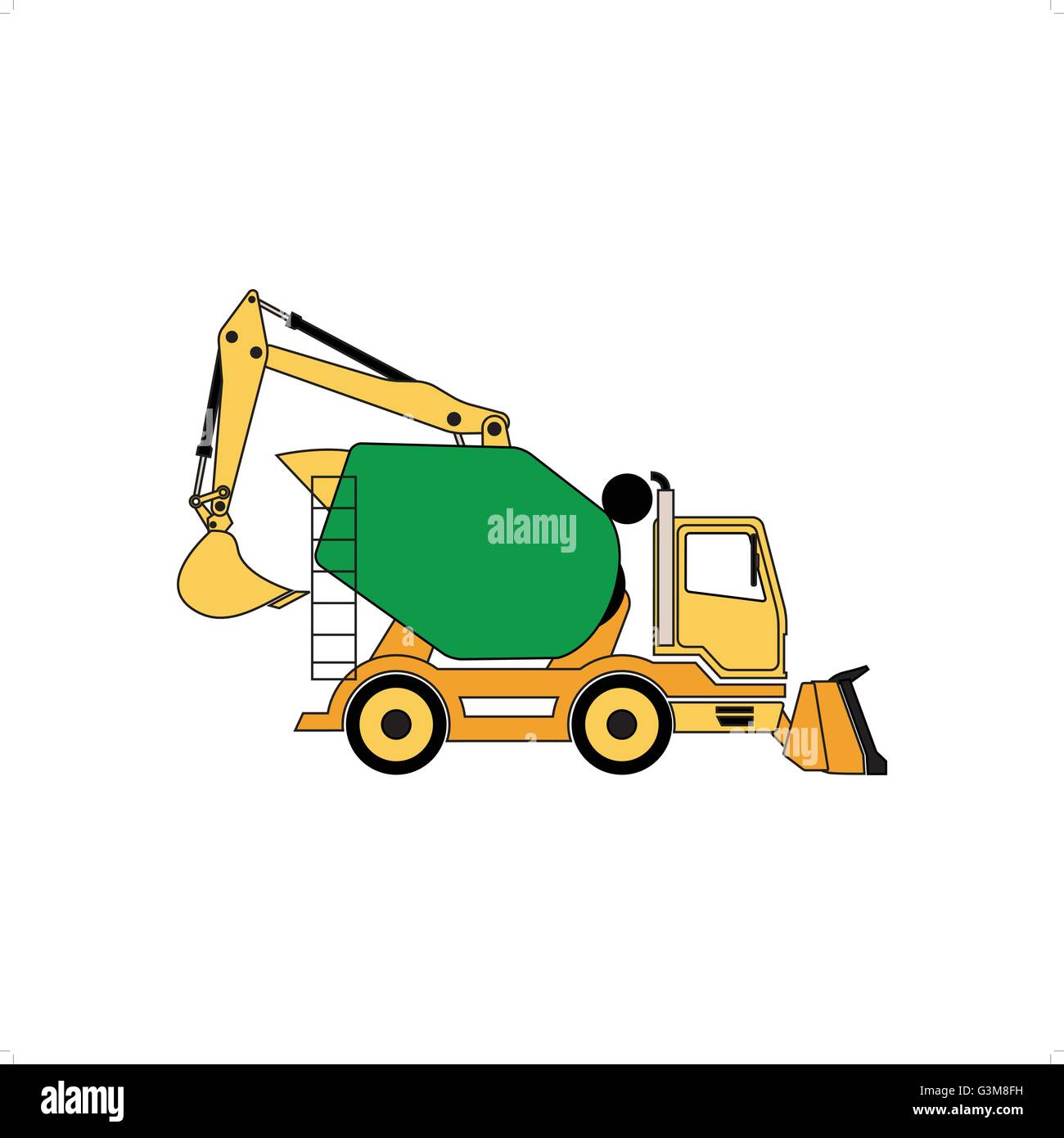 Line drawing construction machine vector illustration isolated on white ...