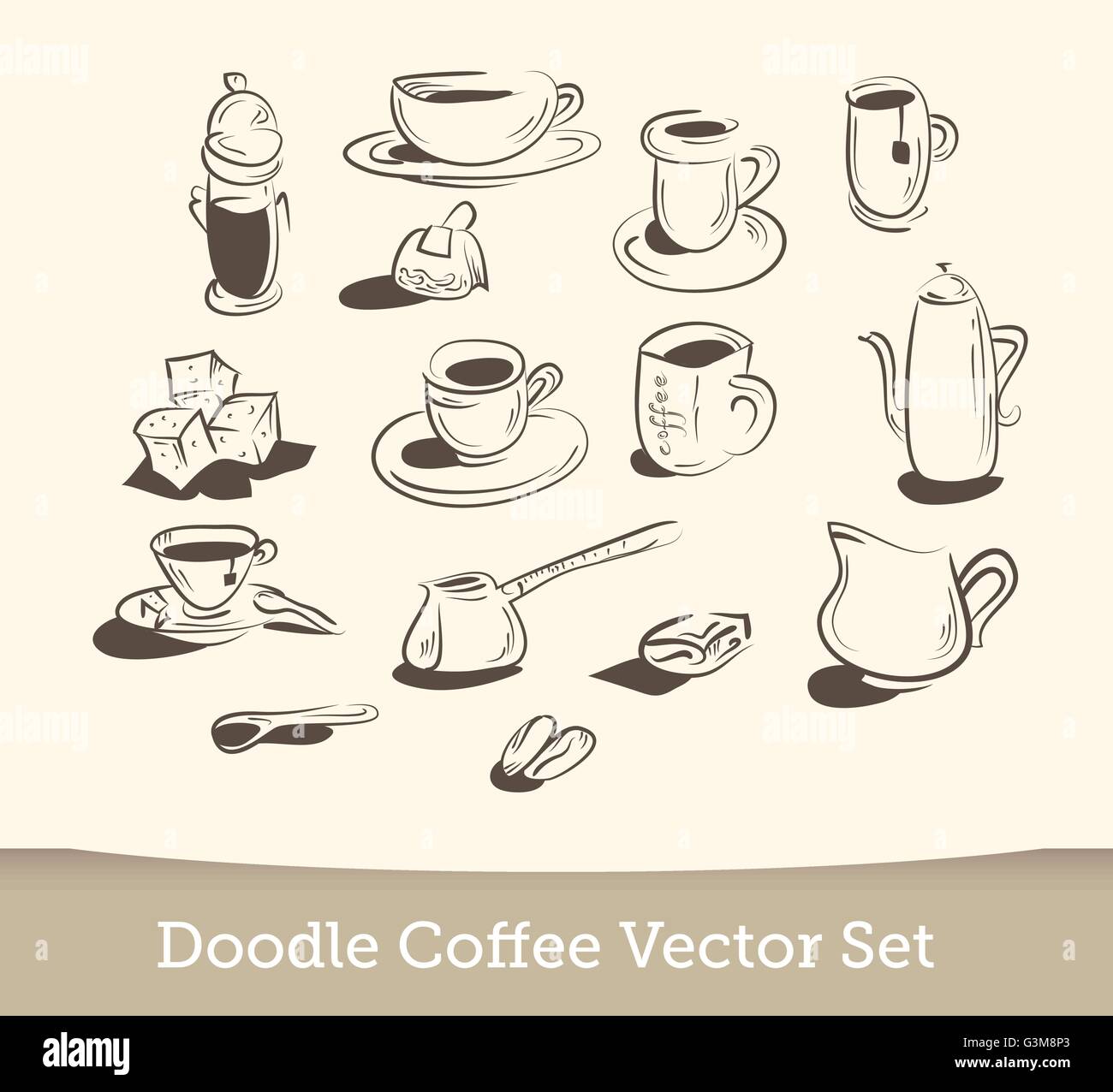 coffee doodle set isolated on white background. vector illustration ...