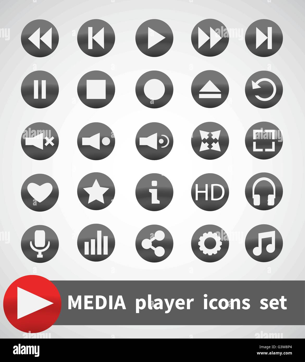Media Player Icons Set. Multimedia. Isolated. Vector Illustration Stock ...