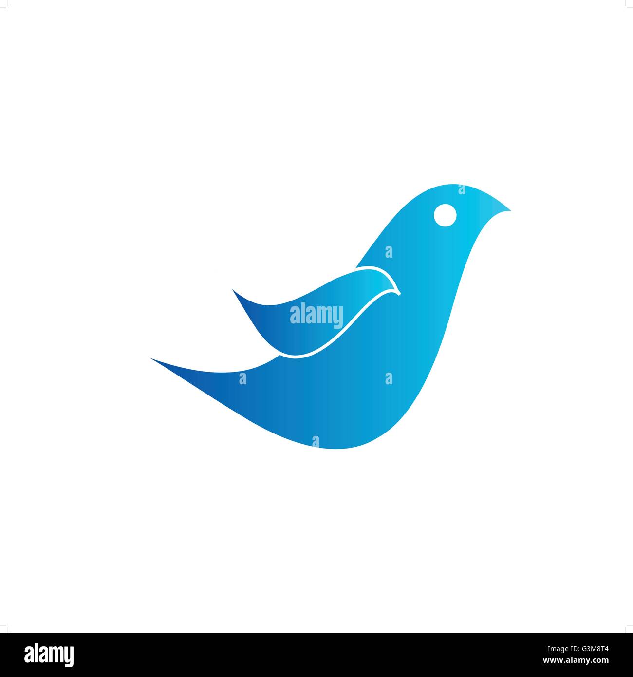 Beautiful blue simple bird icon vector illustration isolated on white ...