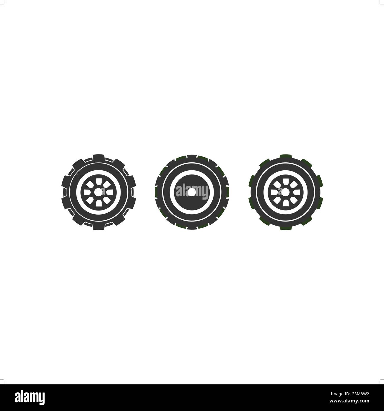 Three type of wheels tire collection vector illustration isolated on ...
