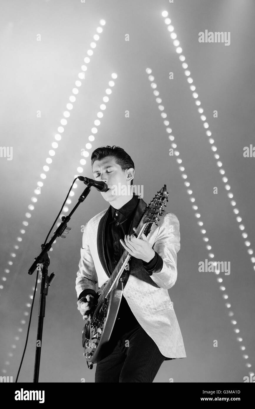 Alex Turner of English rock band Arctic Monkeys performs at Zurich ...