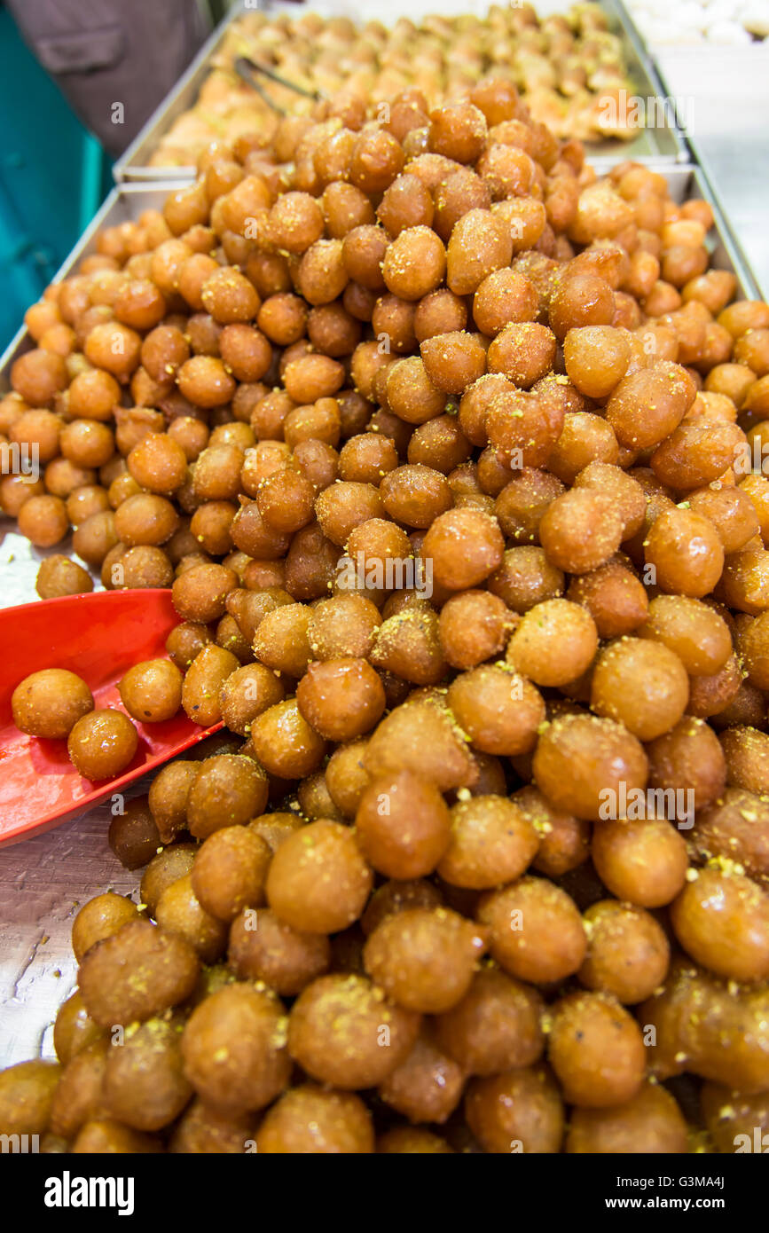 Lokma - turkish dessert on market stall Stock Photo - Alamy
