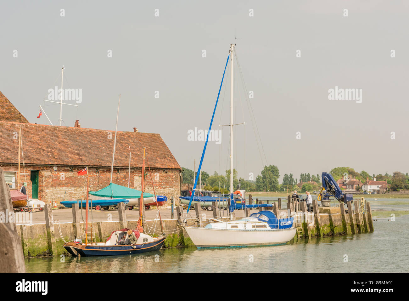 Bosham Quay on a warm summers day, Bosham, West Sussex, England, UK ...