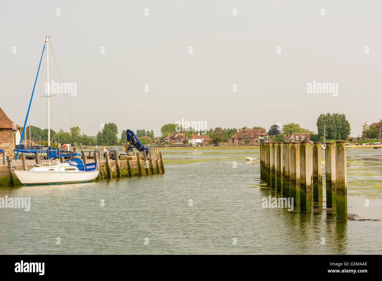 Bosham Quay on a warm summers day, Bosham, West Sussex, England, UK ...