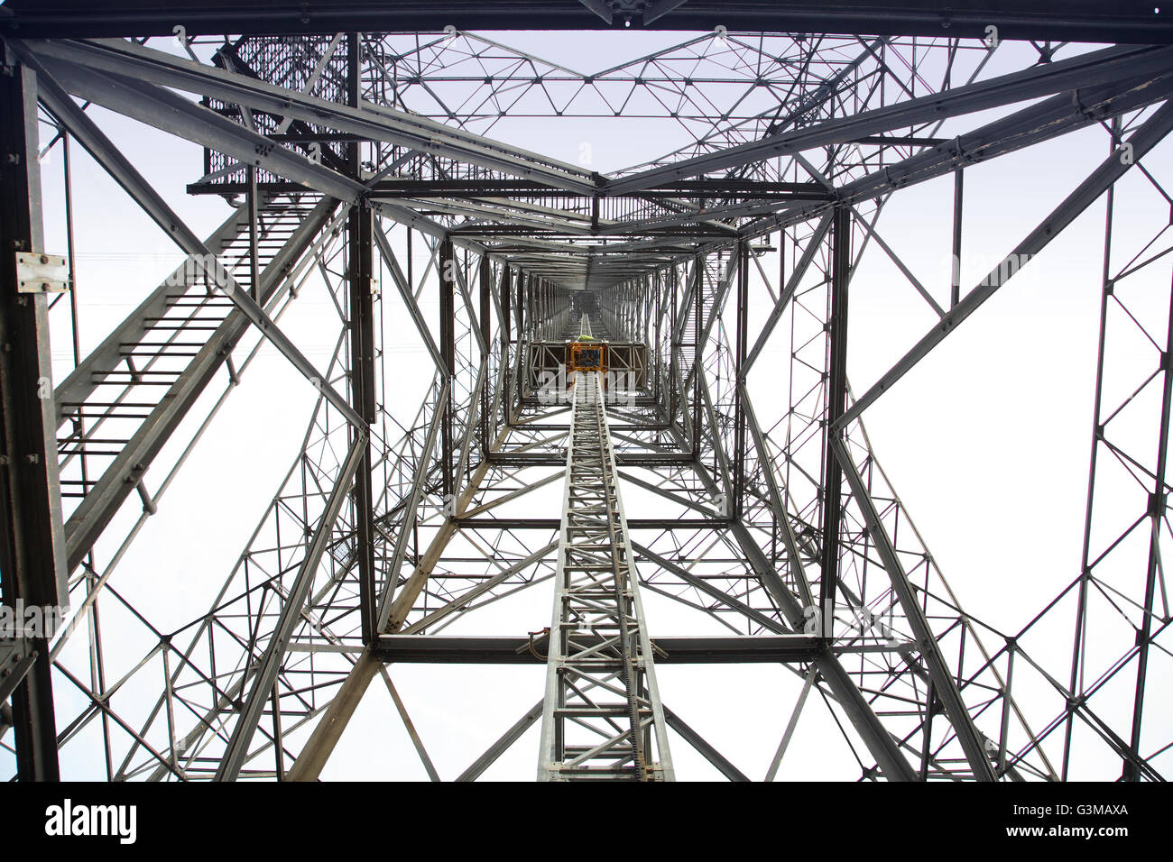 View up the inside of the elctricity pylon by the River Thames at West ...