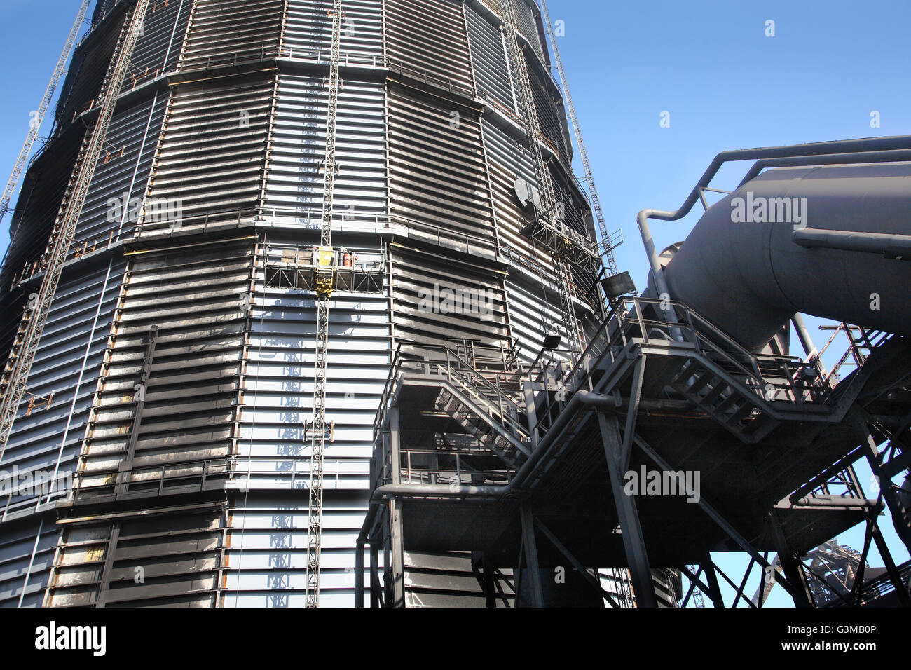 Base of a steel gas holder at Redcar Steelworks. Taken in 2009 before ...