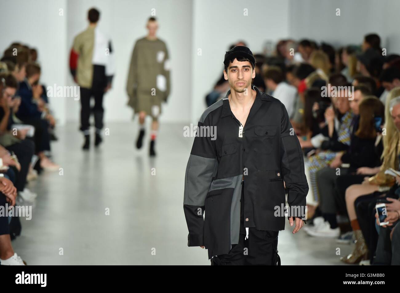 Models on the catwalk during the Liam Hodges London Collections Men ...